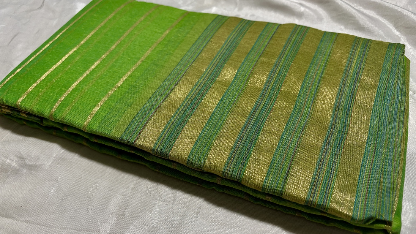 Cotton Weaves Saree - Parrot Green
